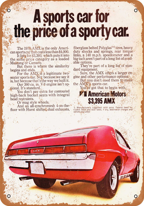1970 American Motors AMX Metal Sign