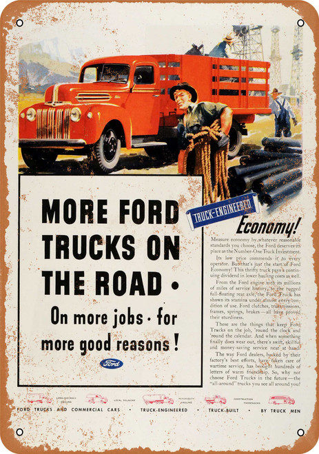 1945 Ford Trucks Metal Sign