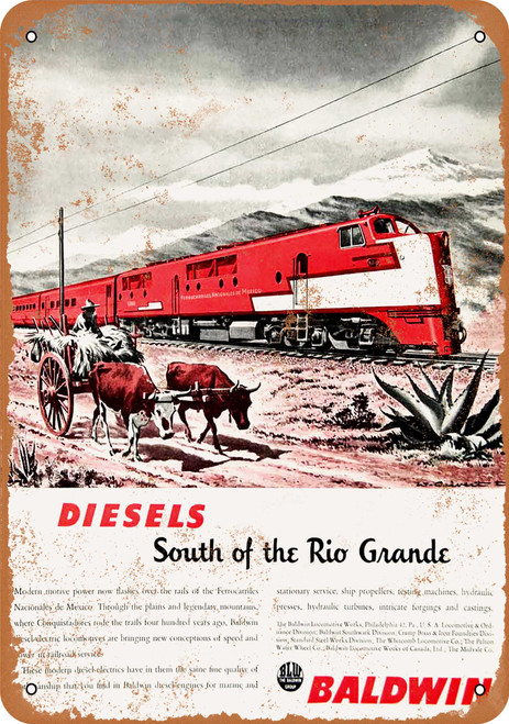 1946 Baldwin Diesel Locomotives Metal Sign