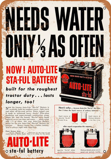1953 Auto-Lite Car Batteries Metal Sign
