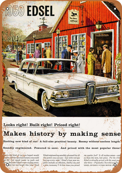 1959 Edsel Makes History Metal Sign