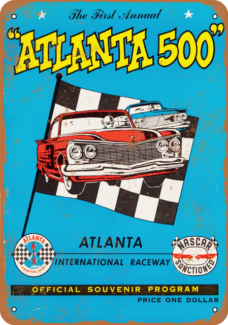 1960 Atlanta 500 Stock Car Race Metal Sign