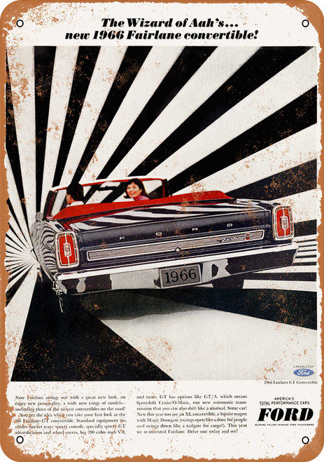 1966 Ford Fairlane GT Convertible Metal Sign