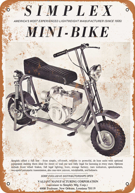 1969 Simplex Mini-Bike Metal Sign
