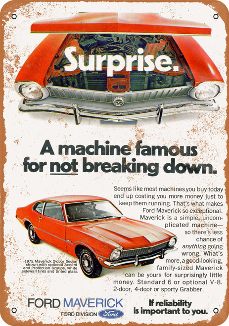 1972 Ford Maverick Metal Sign