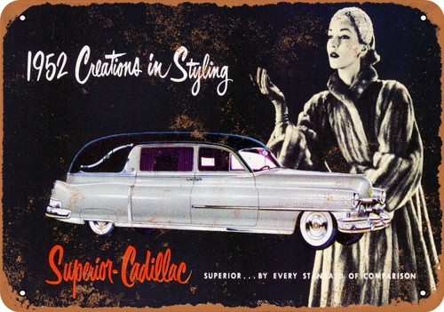 1952 Superior-Cadillac Hearse Metal Sign