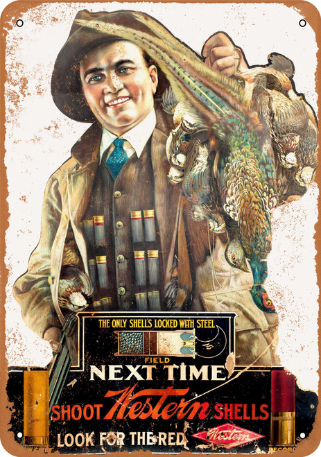 Western Shot Shells and Pheasant Metal Sign