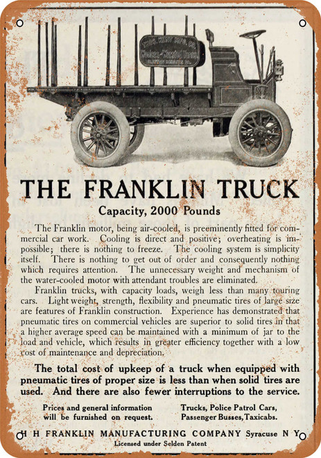1910 Franklin Trucks Metal Sign