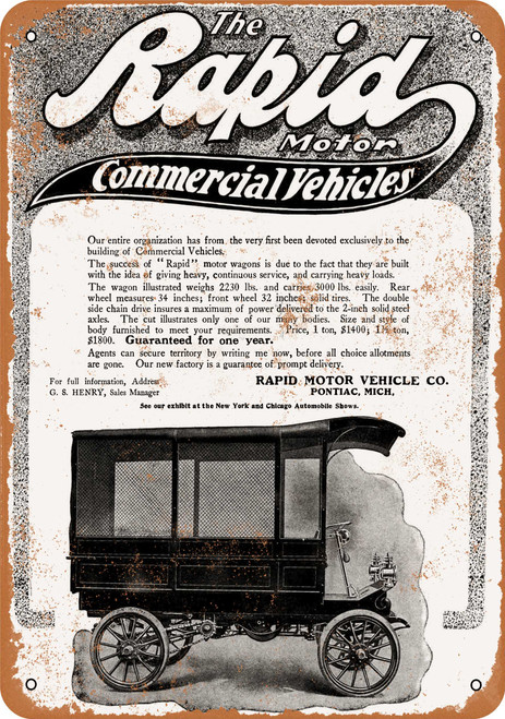 1906 Rapid Motor Vehicles Metal Sign