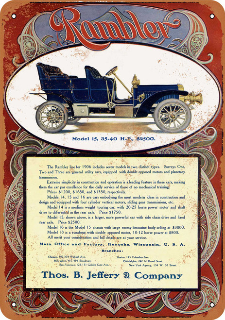 1906 Rambler Metal Sign