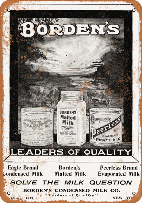 1908 Borden's Condensed Milk Metal Sign