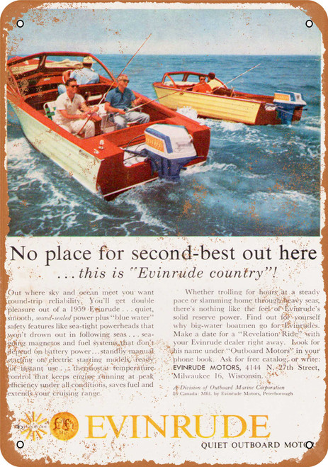 1959 Evinrude Outboard Motors Metal Sign