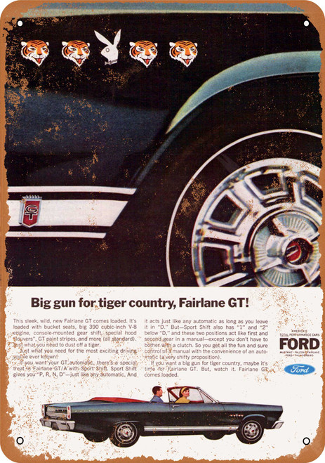 1966 Ford Fairlane GT Metal Sign