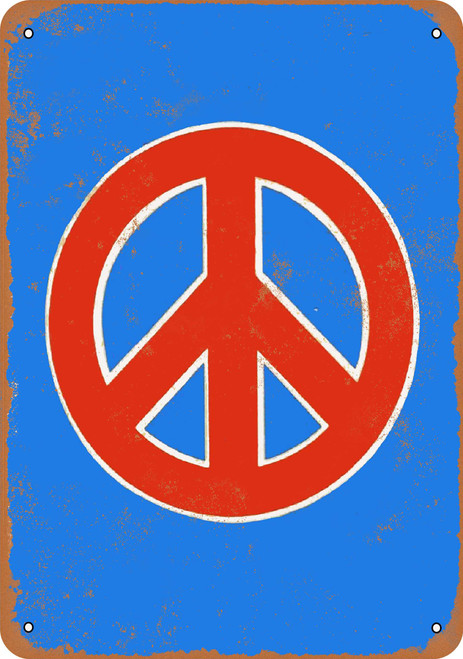 1972 Red Peace Sign Metal Sign