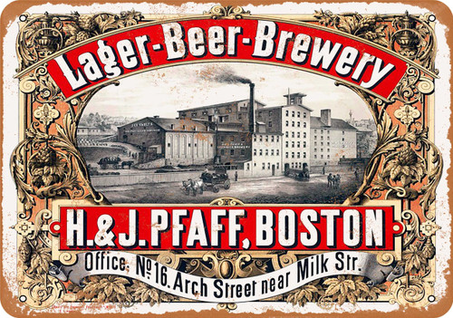1875 Pfaff Boston Beer Brewery Metal Sign
