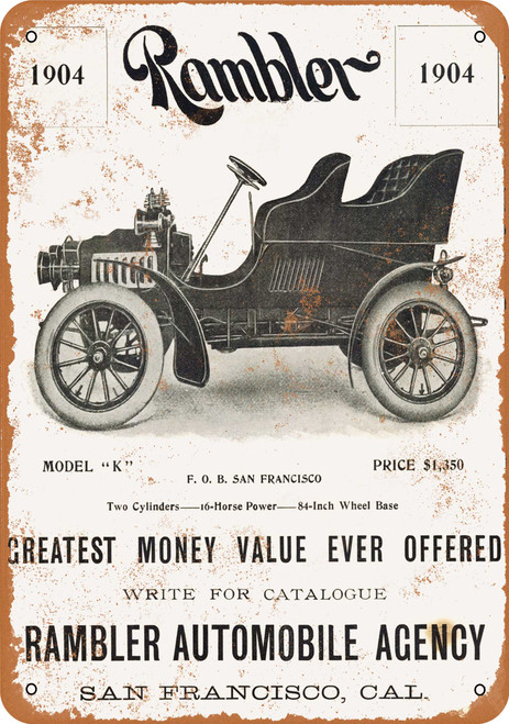 1904 Rambler Model K Automobile Metal Sign