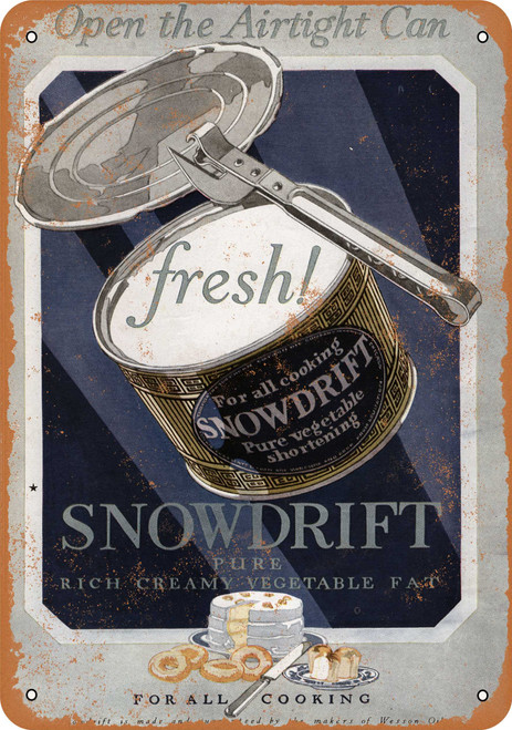 1920 Fresh Snowdrift Vegetable Fat Metal Sign