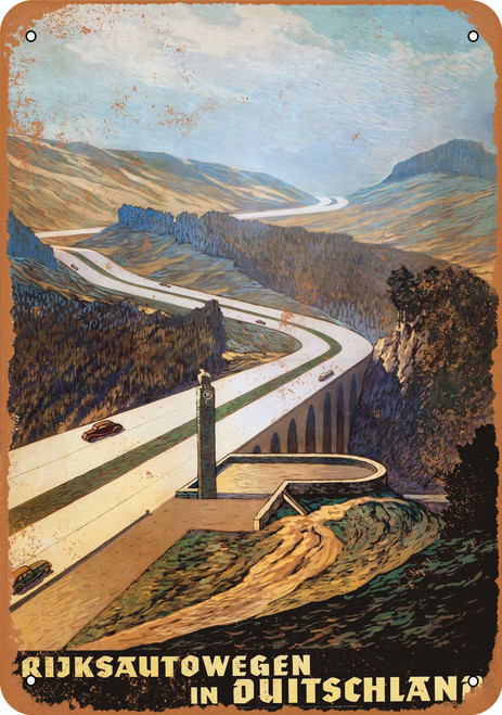 1939 German Autobahn Metal Sign