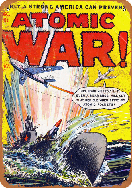 1952 Atomic War Comic Metal Sign
