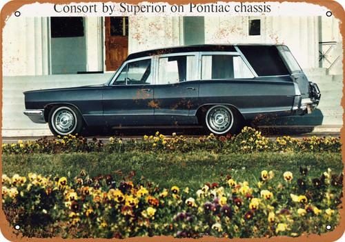 1966 Pontiac Superior Hearses Metal Sign