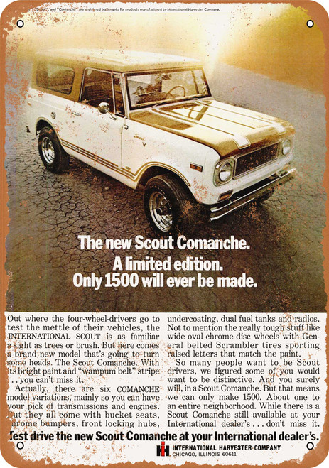 1971 International Scout Comanche Metal Sign