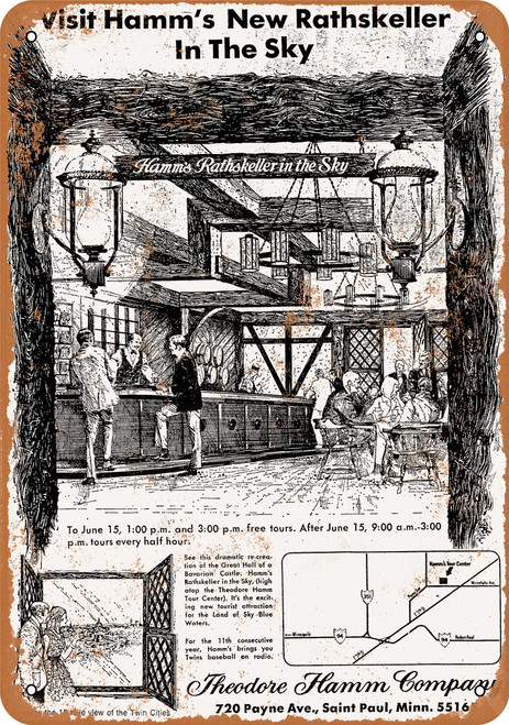 1971 Visit Hamm's Rathskeller in the Sky Metal Sign