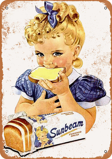 1954 Sunbeam Bread Girl Metal Sign