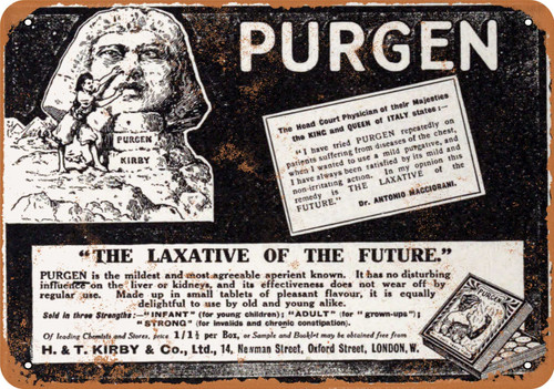 1911 Purgen Laxatives Metal Sign