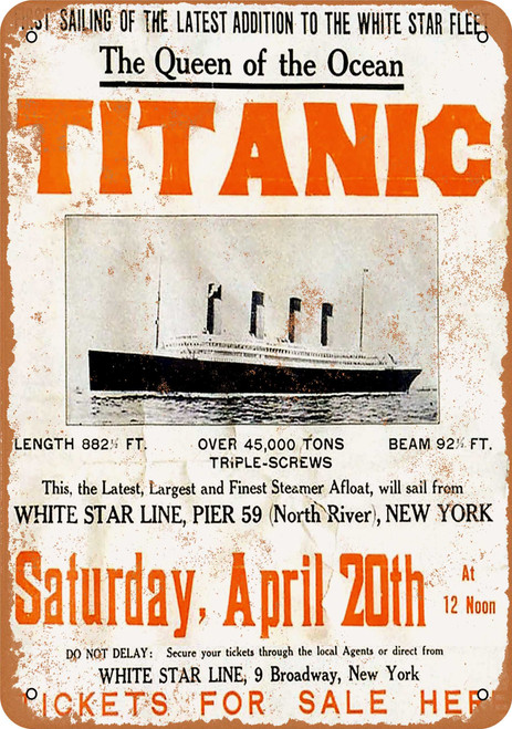 1912 Titanic Maiden Voyage Metal Sign