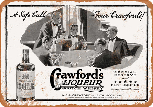 1930 Crawford's Liqueur Scotch Whisky Metal Sign