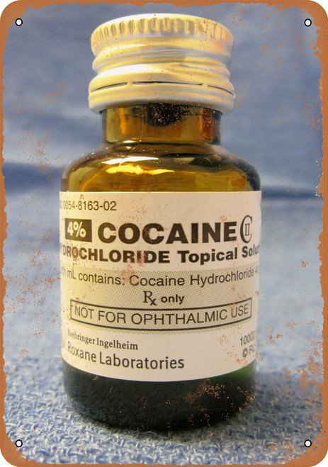 Cocaine Hydrochloride Topical Bottle Metal Sign