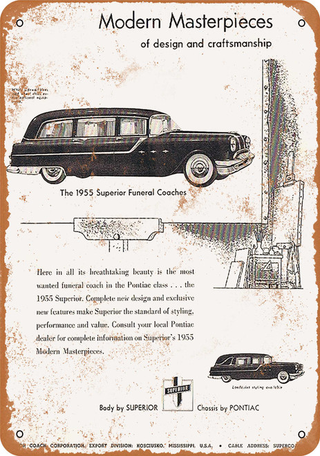 1955 Pontiac Superior Hearses Metal Sign