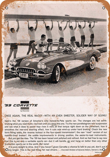 1959 Chevrolet Corvette Metal Sign
