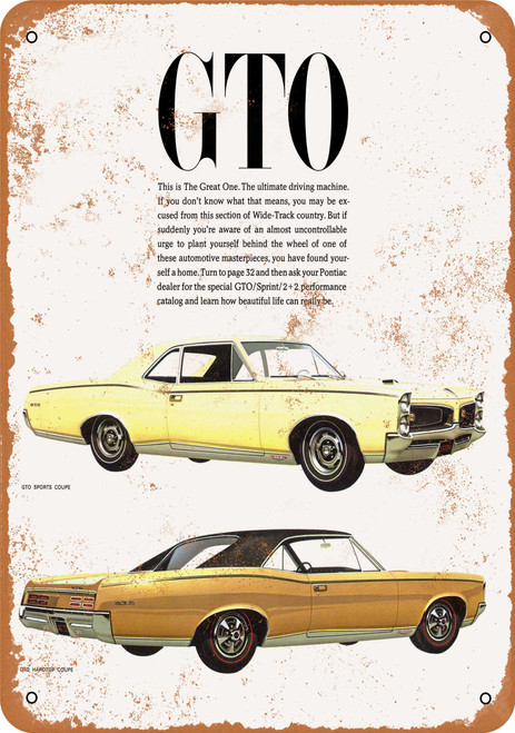 1967 Pontiac GTO Metal Sign