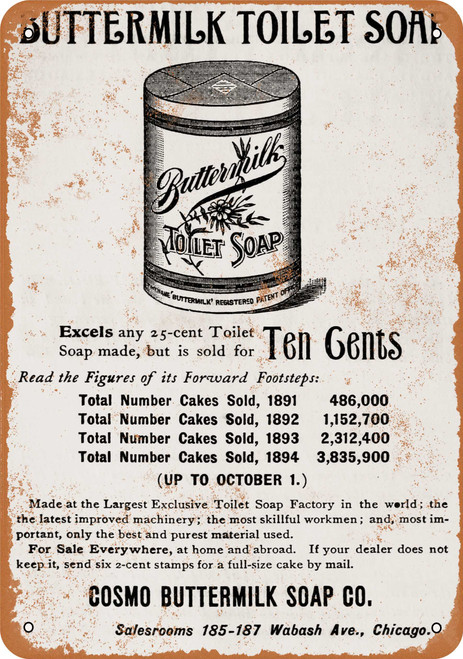 1894 Buttermilk Toilet Soap Metal Sign