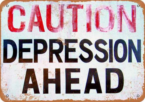 Caution Depression Ahead Metal Sign