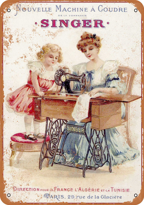 1889 French Singer Sewing Machines Metal Sign