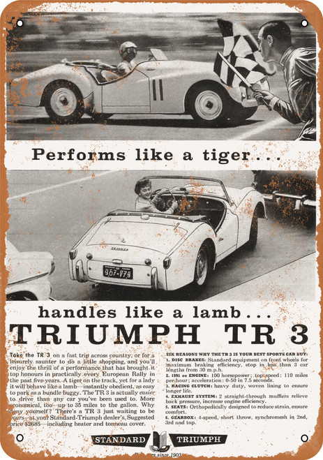 1959 Triumph TR 3 Metal Sign