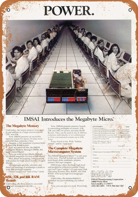 1977 IMSAI Megabyte Computer System Metal Sign