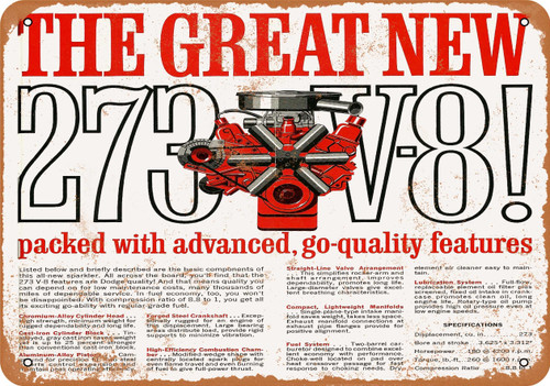 1964 Dodge 273 V-8 Engine Metal Sign