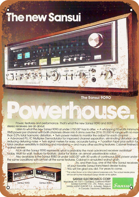 1976 Sansui 9090 Receivers Metal Sign