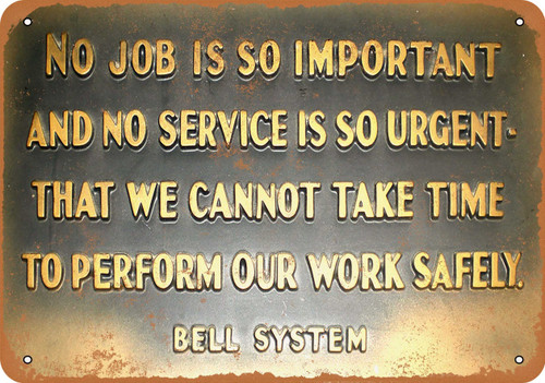 Bell System Safety Message Metal Sign