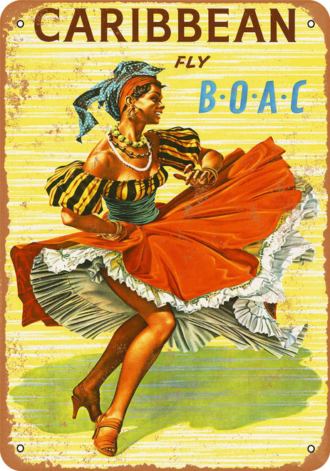 BOAC to the Caribbean Metal Sign
