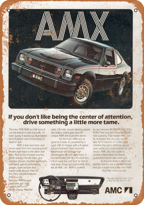 1978 AMC AMX Metal Sign