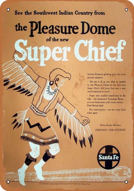1951 Santa Fe Super Chief Metal Sign