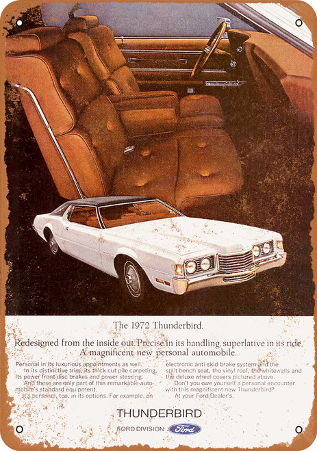 1972 Ford Thunderbird Metal Sign