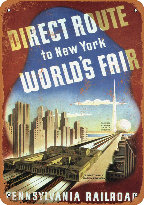 1939 PRR to New York World's Fair Metal Sign