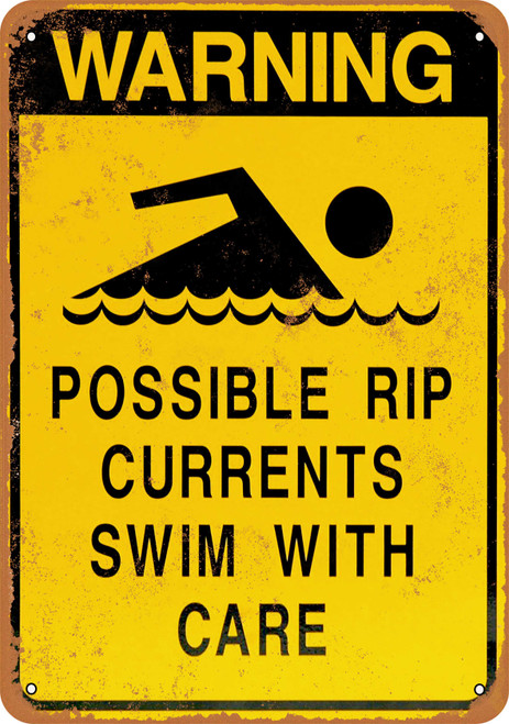 Rip Current Warning Metal Sign