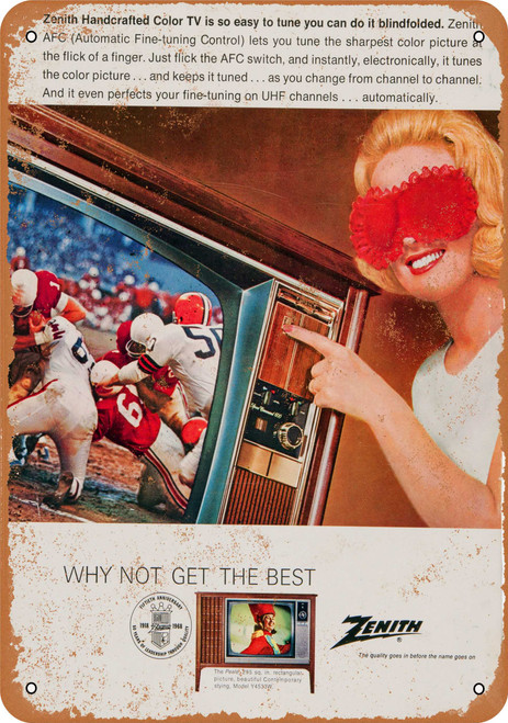 1968 Zenith Color TV Metal Sign