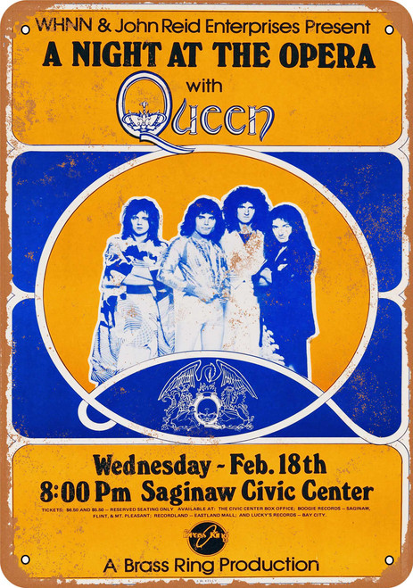 1976 Queen A Night at the Opera in Saginaw Metal Sign